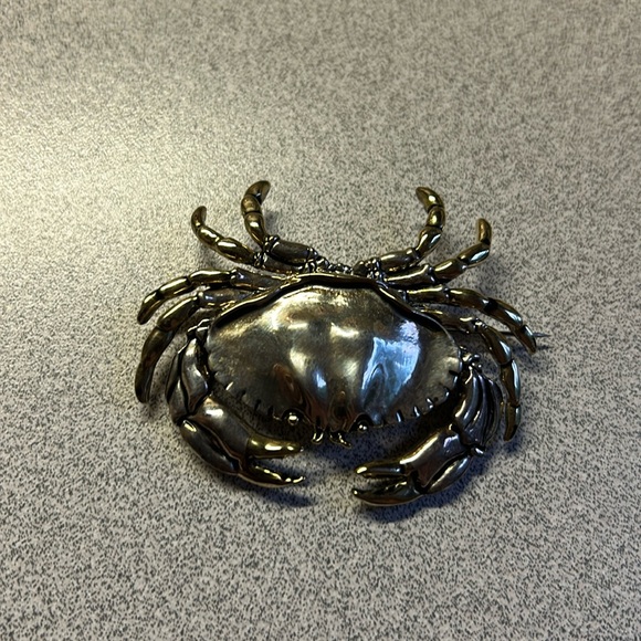 Jewelry | Silver Metal Crab Pin | Poshmark